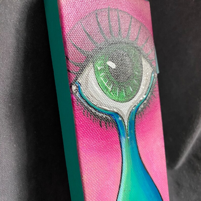 Crying Eye Original Painting Wall Art Acrylic Paint and Resin on Canvas ...