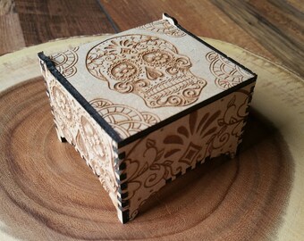 Wooden Skull Box - Etsy