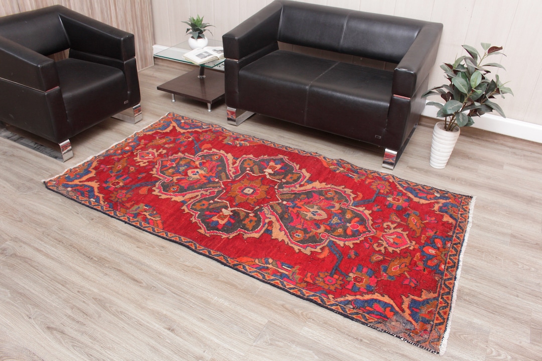 Area Rug, 4x7 Persian Rug, 4x7 Vintage Rug, Handmade Area Rugs for ...
