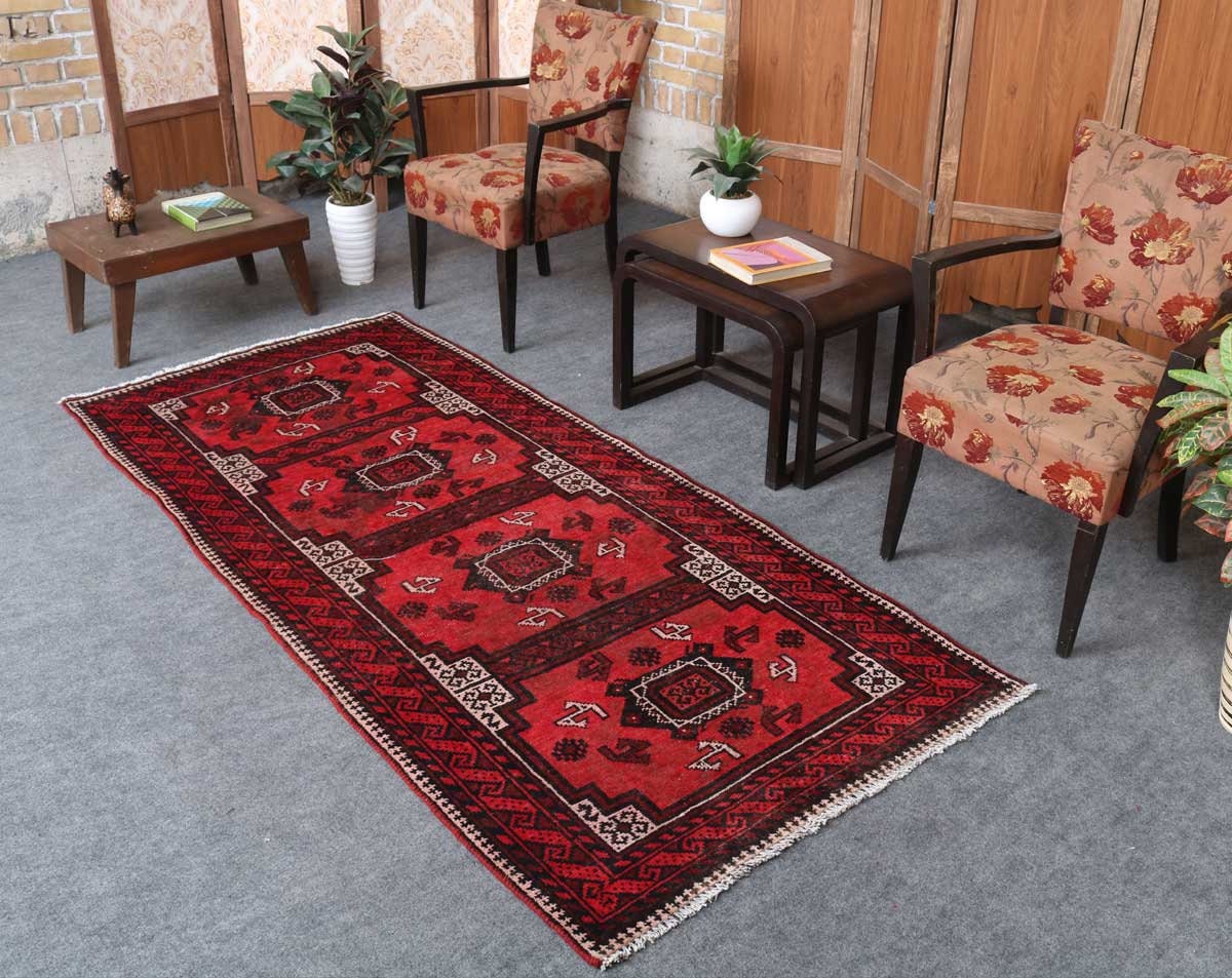 Turkish Entryway Rug Brown Red Hallway Rug 3x7 Rug Soft Runner Rug 189 ...