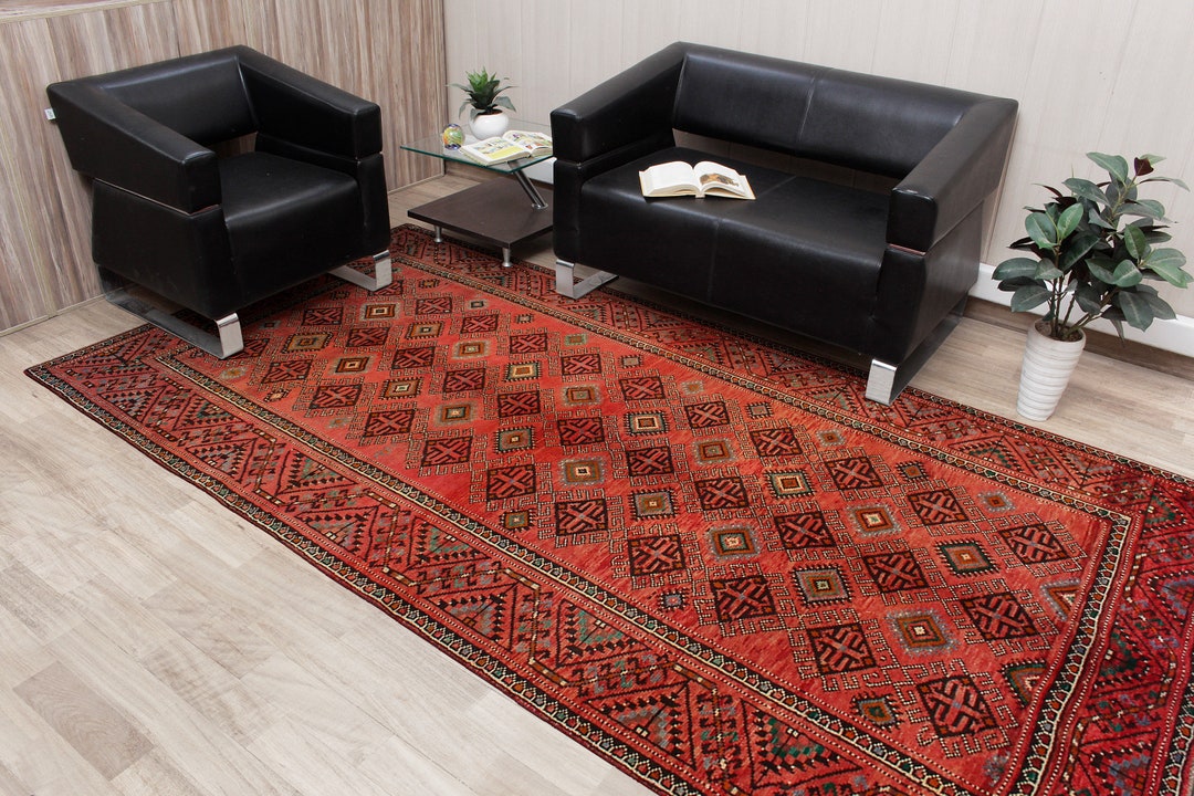 Turkish Area Rug, 4x9 Rug, 5x10 Rug, Red Vintage Rugs for Living Room ...