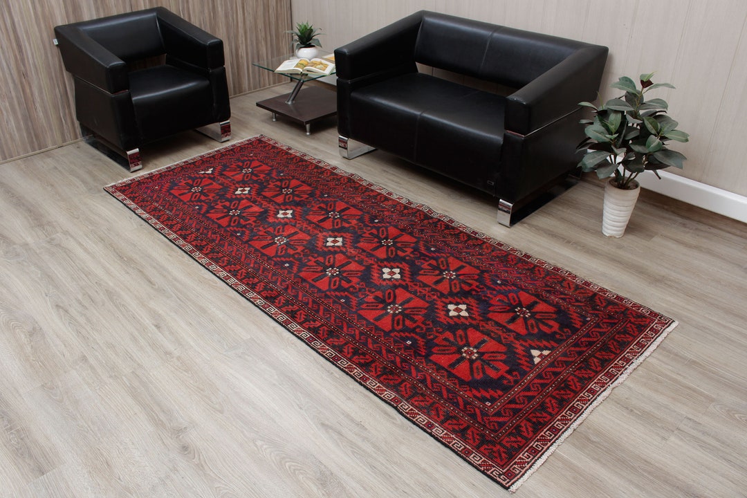 Handmade Rug 4x9 Turkish Rug, Red Area Rugs for Living Room 3'7 X 8'10 ...