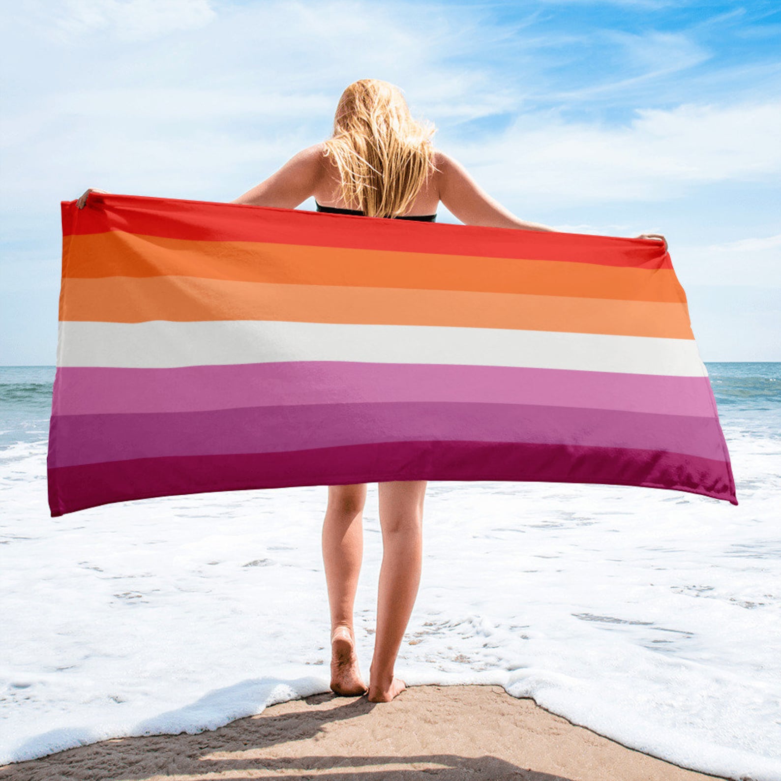 Sunset Lesbian Pride Flag Beach Towel Sunset Lesbian Flag Etsy