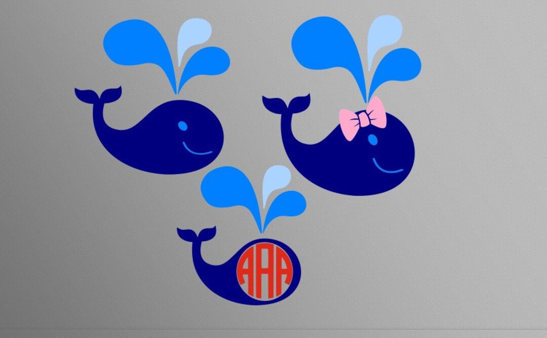 Whale Monogram SVG Clipart Cut Files Silhouette Cameo Svg for Cricut ...