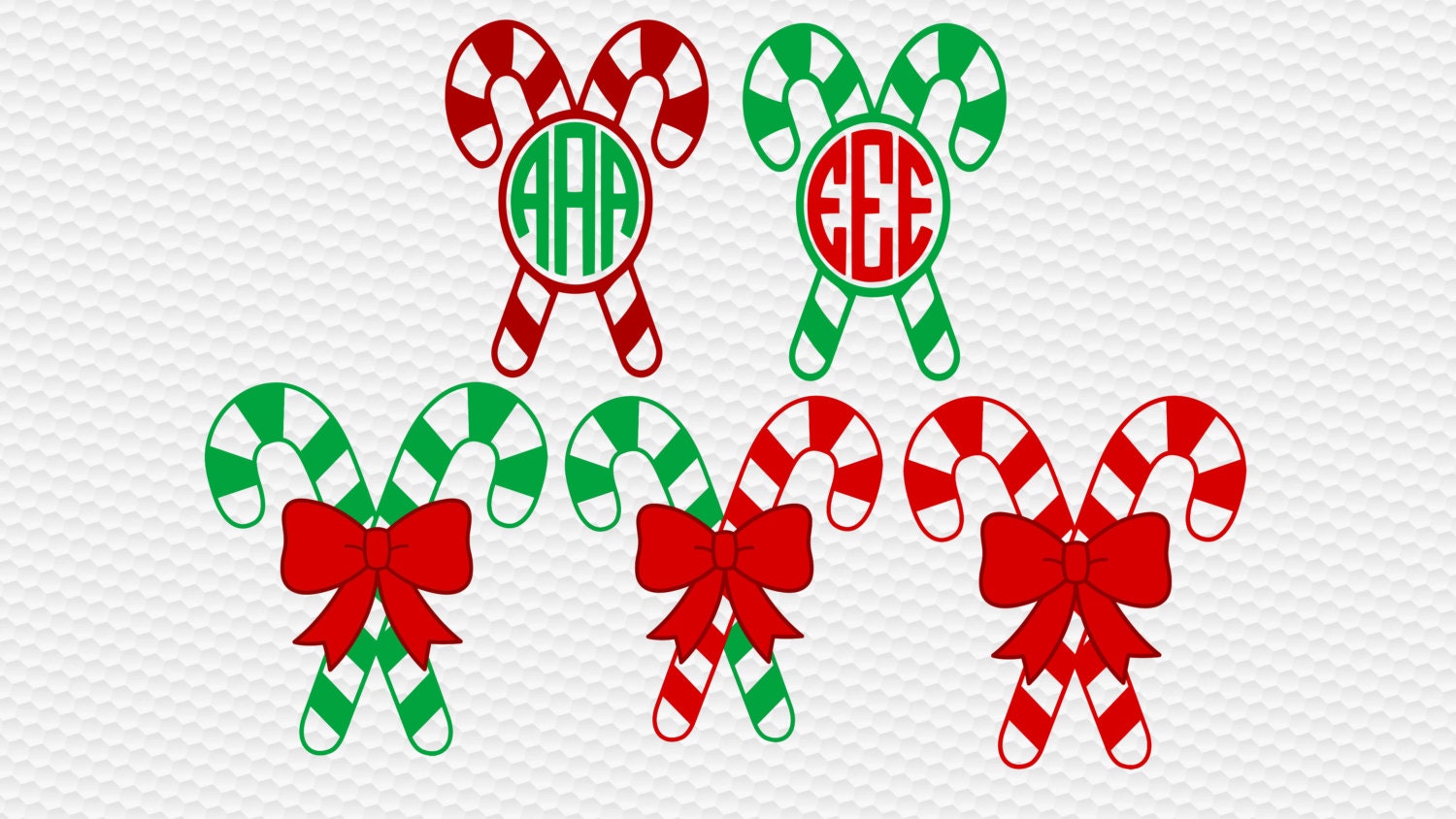 Candy cane monogram frame SVG Clipart Cut Files Silhouette | Etsy