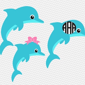 Dolphin Monogram SVG Clipart Cut Files Silhouette Cameo Svg - Etsy