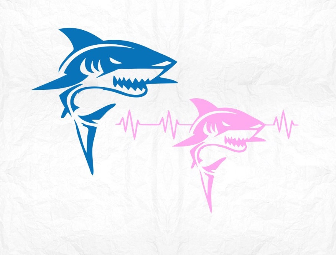 Shark Heartbeat SVG Clipart Cut Files Silhouette Cameo Svg for | Etsy