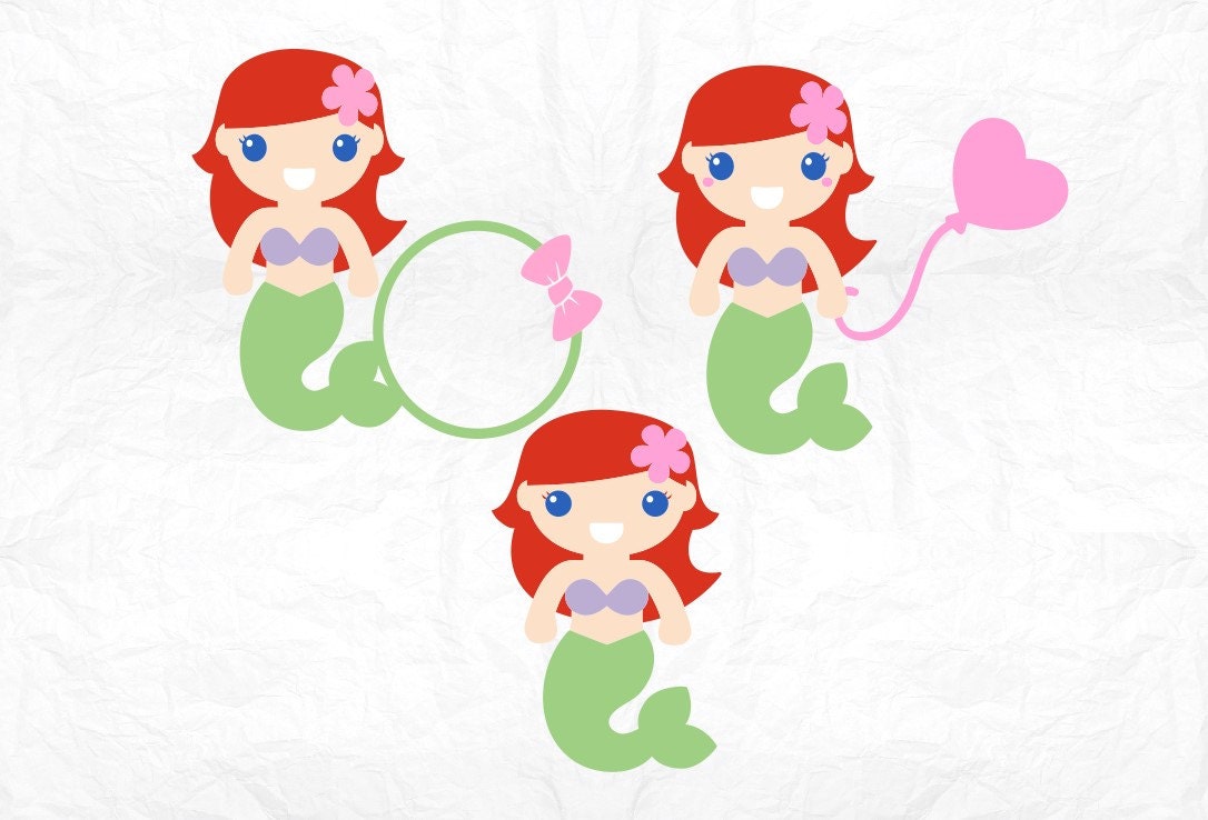 Mermaid monogram SVG Clipart Cut Files Silhouette Cameo Svg | Etsy