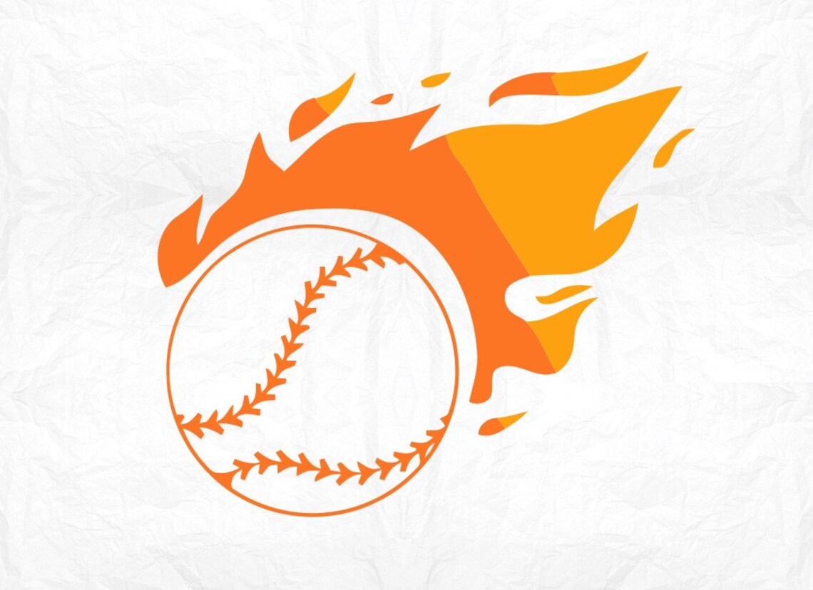 Baseball Flame Ball SVG Clipart Cut Files Silhouette Cameo Svg for ...