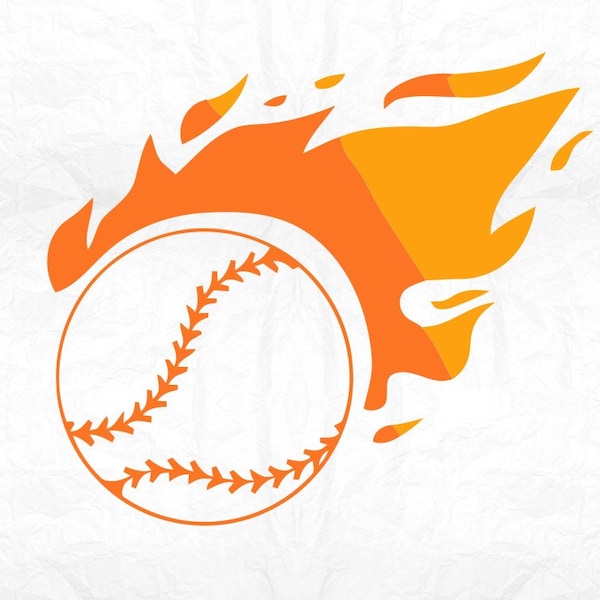 Baseball Flame Clipart - Etsy