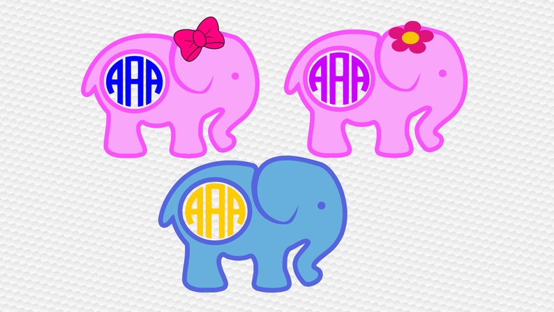 Elephant Monogram SVG Clipart Cut Files Silhouette Cameo Svg - Etsy