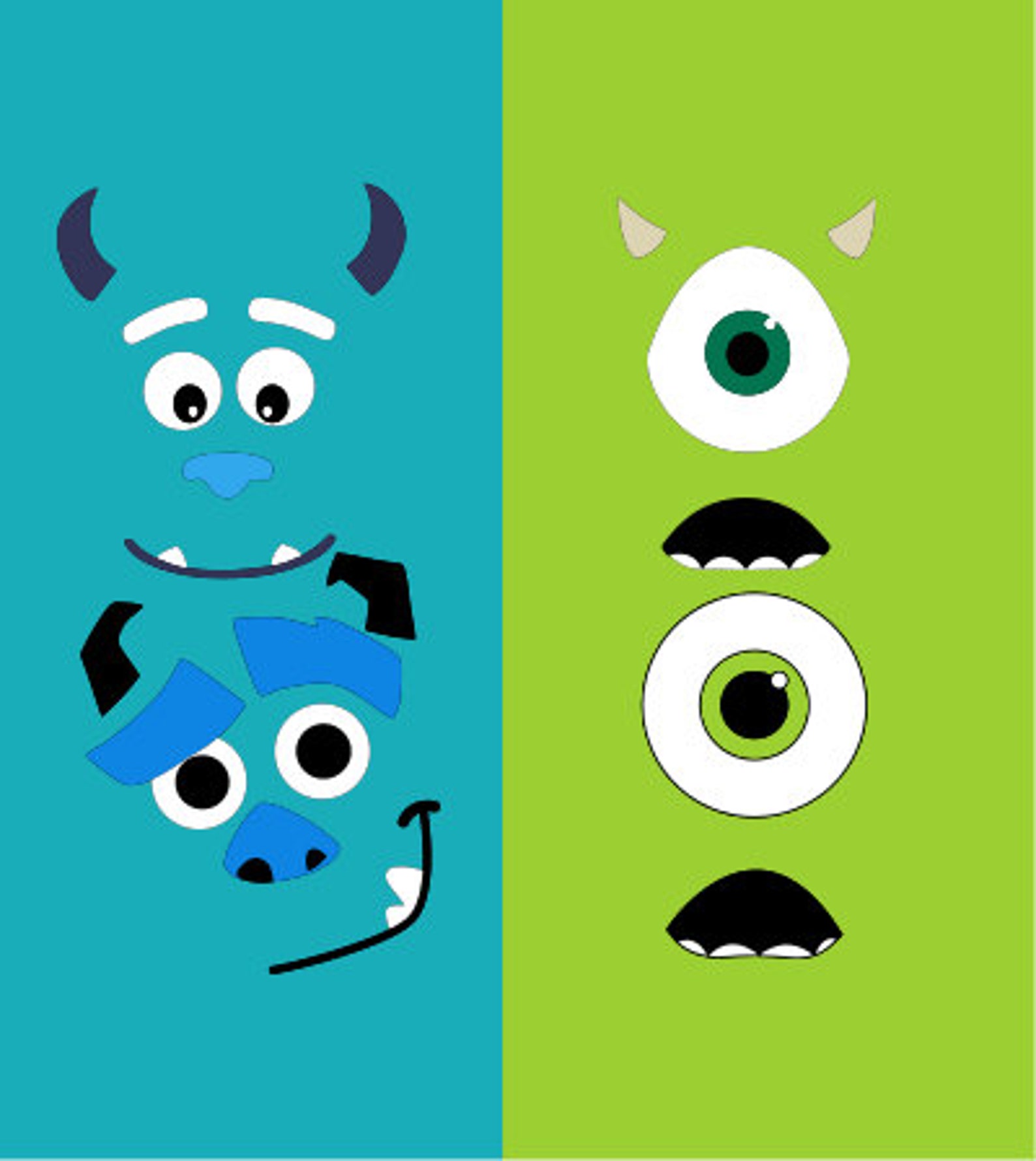 Monsters Face SVG Clipart Cut Files Silhouette Cameo Svg for Cricut and ...