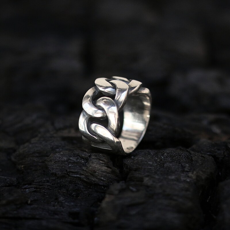 Silver Chain Ring - Etsy