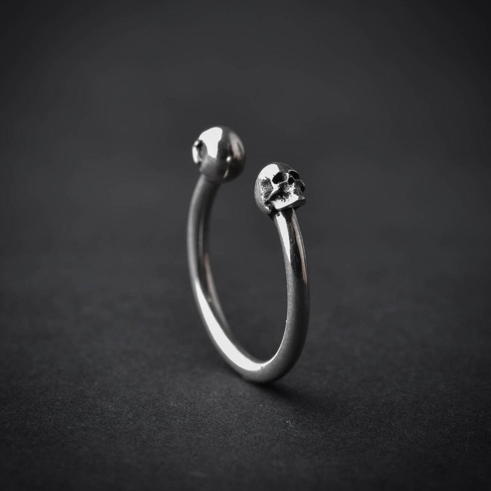 Open Cuff Skull Ring | Silver Skull Ring | Delicate Silver Ring ...