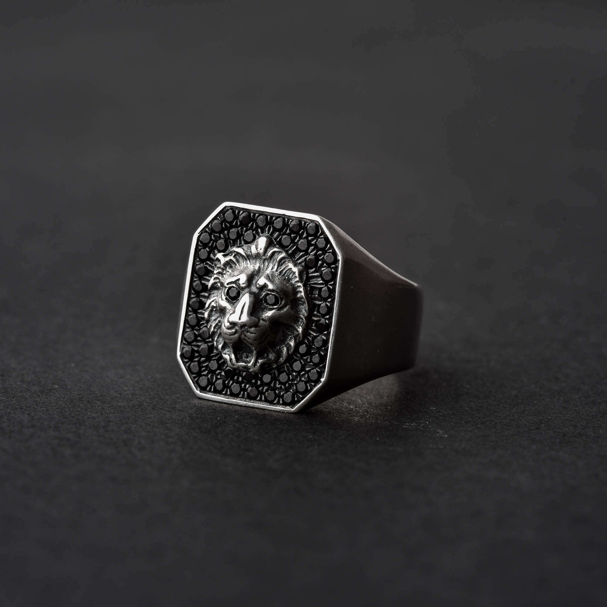 Lion Octagon Stamp Ring Lion Ring Statement Ring Lion - Etsy Israel