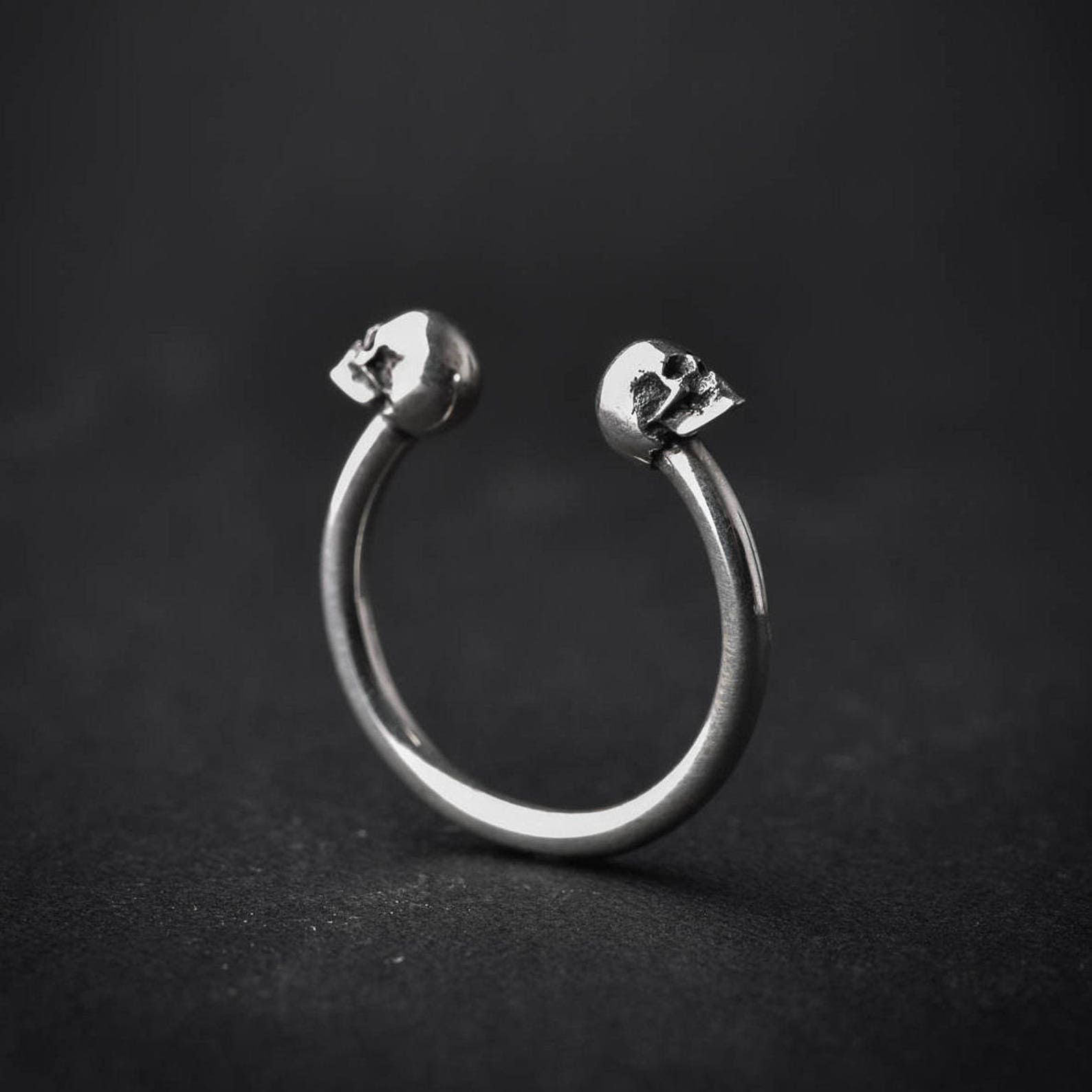Open Cuff Skull Ring | Silver Skull Ring | Delicate Silver Ring ...