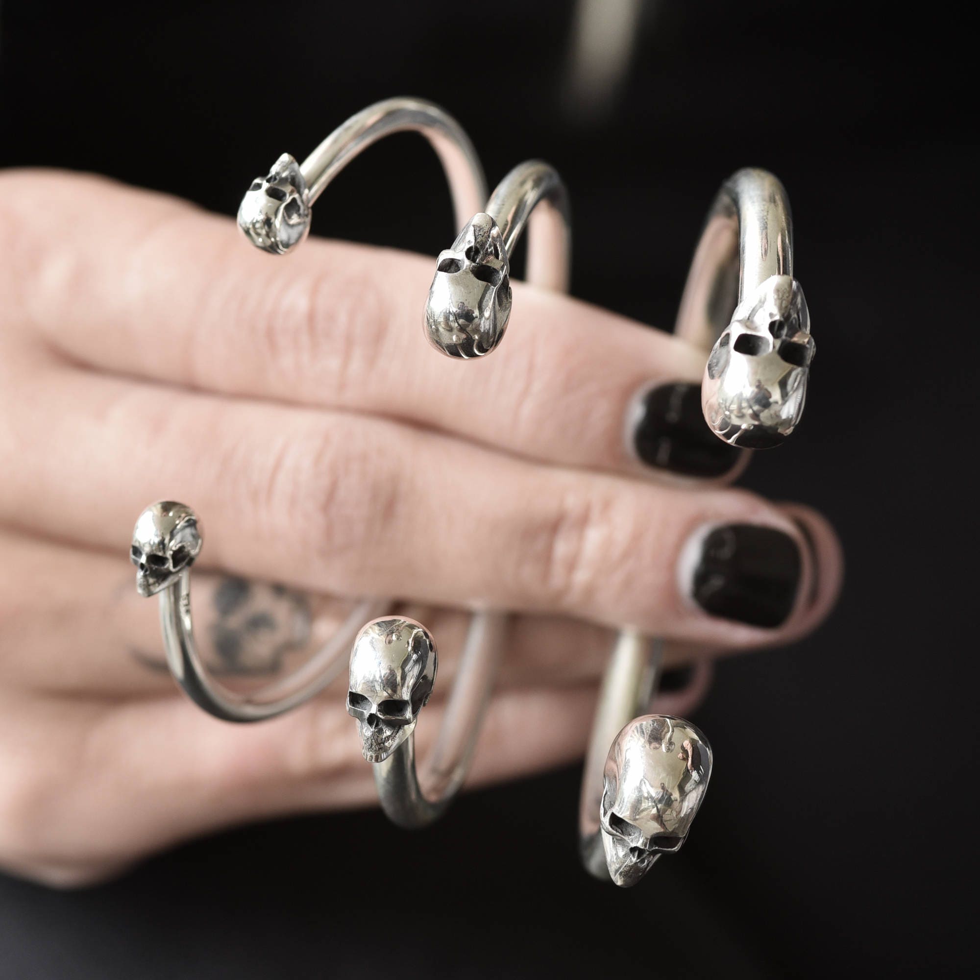Skull Cuff Bracelet Skull Bracelet Skull Bangle Silver | Etsy