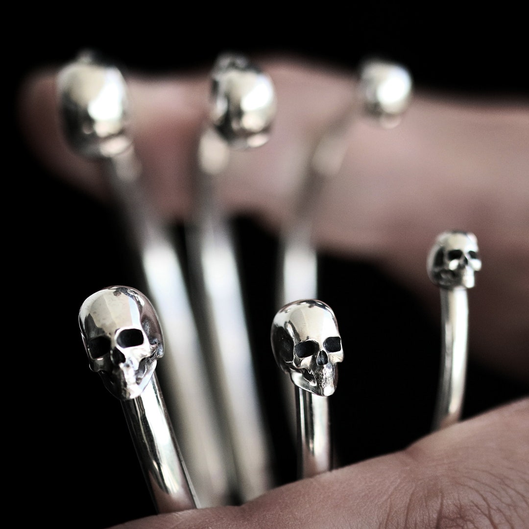 Sterling Silver Skull Cuff Bracelet - Etsy