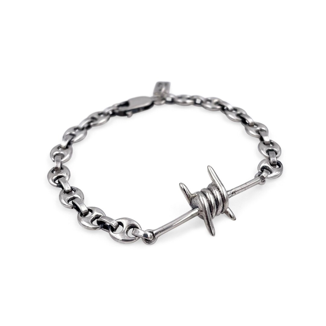 Barbed Wire Bracelet Barb Wire Charm Bracelet Silver Wire Bracelet Barb ...