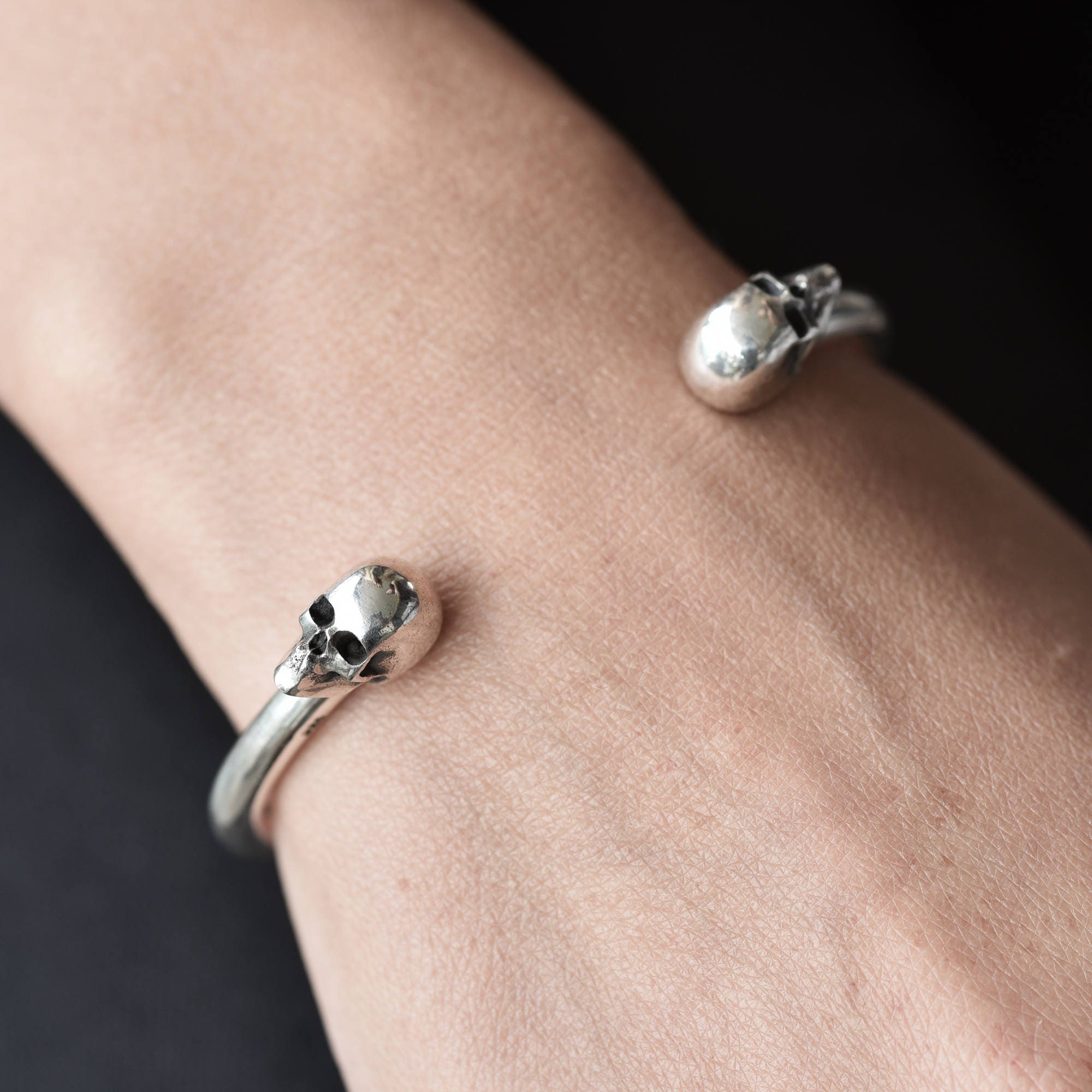 Skull Cuff Bracelet Skull Bracelet Skull Bangle Silver - Etsy