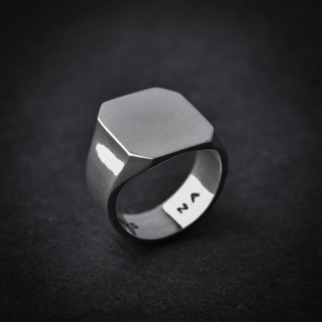Octagon Sterling Silver Signet Ring | Signet Ring | Octagon Signet Ring ...