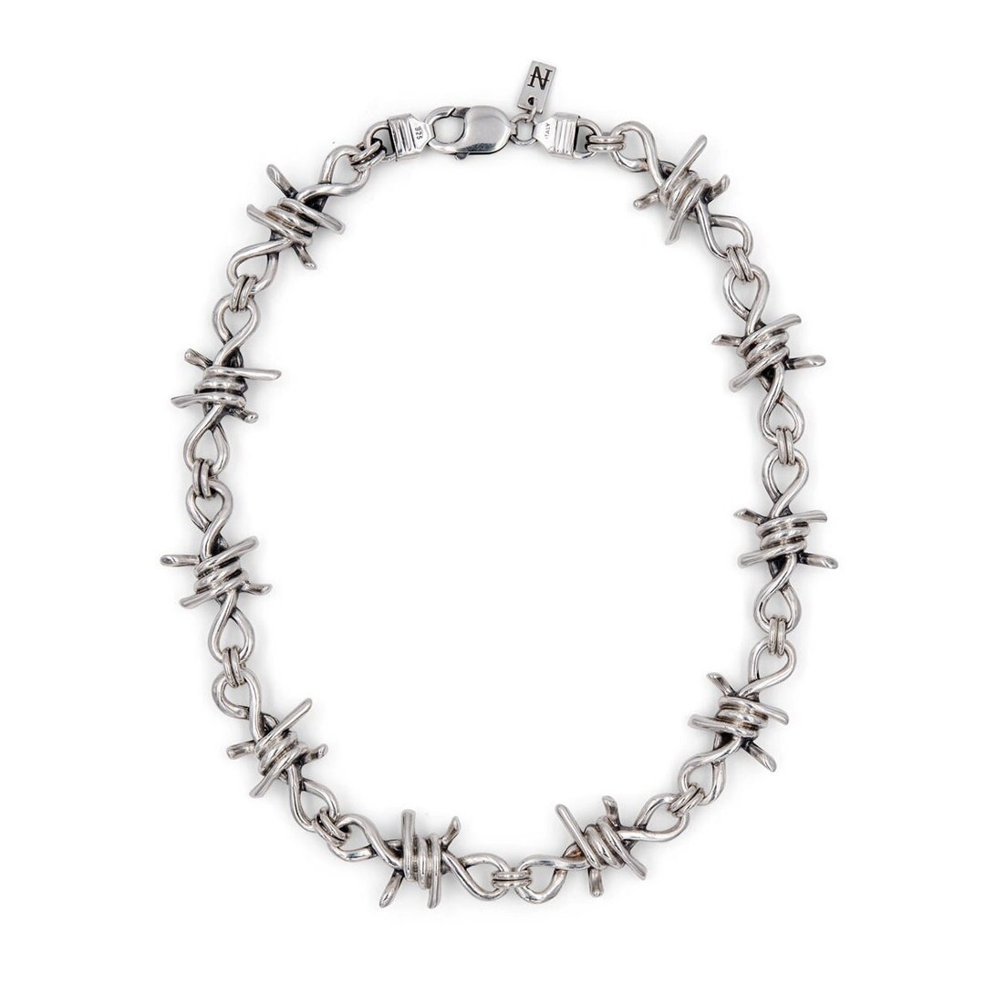 Sterling Silver Large Barbed Wire Silver Necklace | Barb Wire Necklace ...