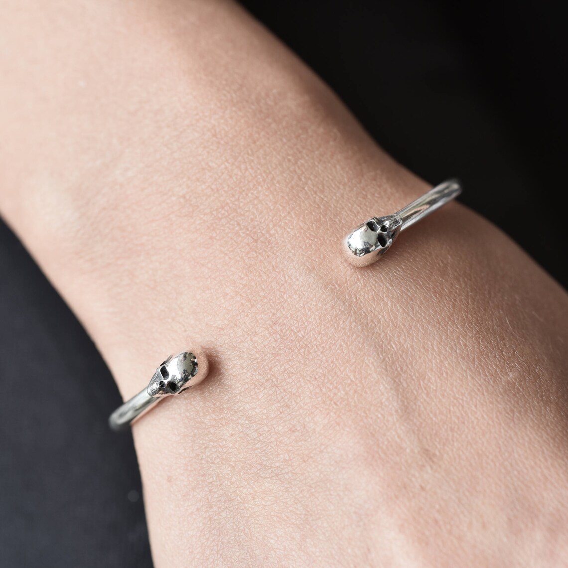Skull Cuff Bracelet Skull Bracelet Skull Bangle Silver - Etsy
