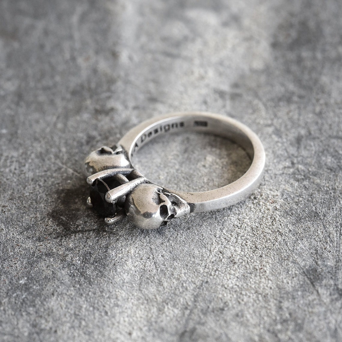 Skull Engagement Ring Skull Ring With Stone Handmade Skull - Etsy
