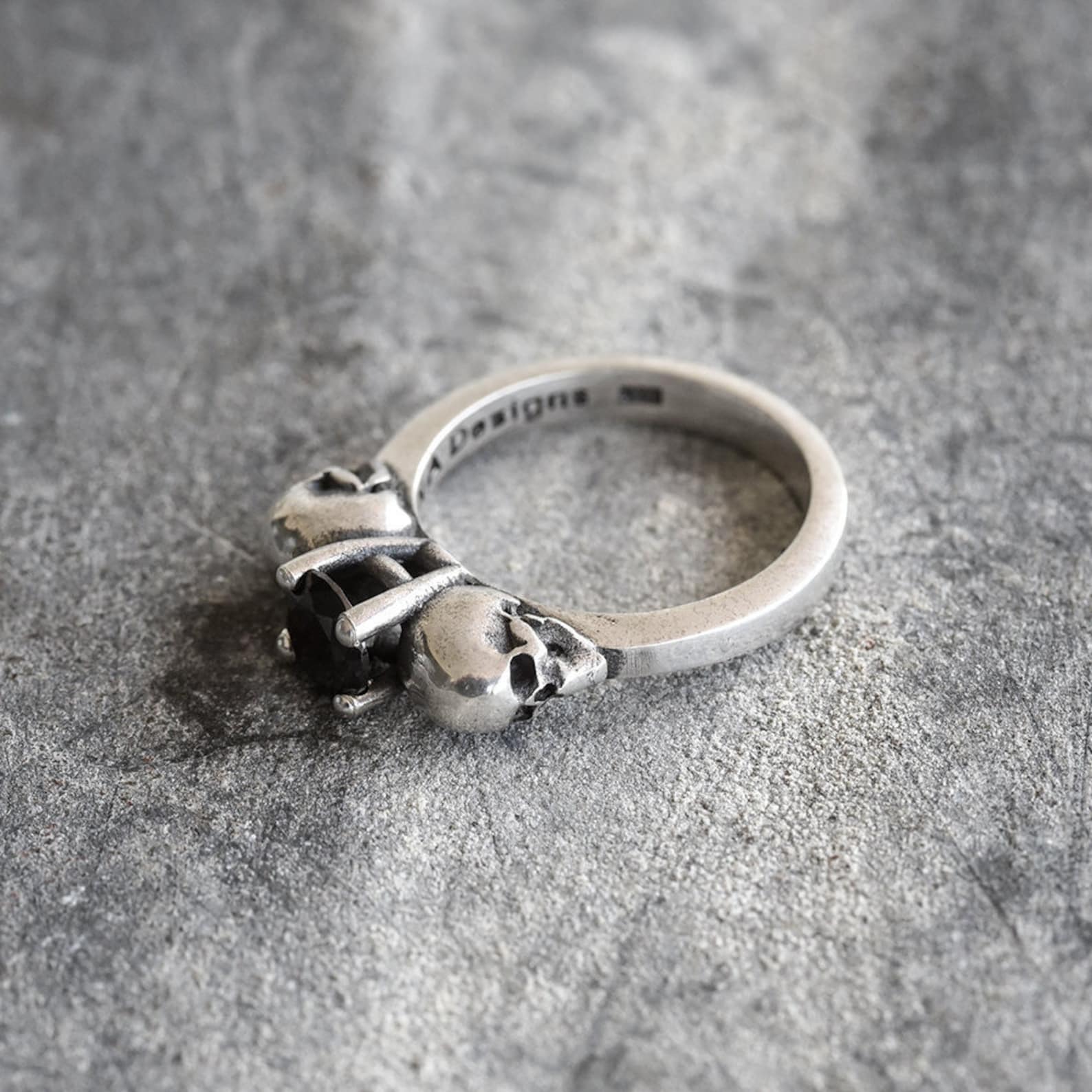Skull Engagement Ring | Skull Ring With Stone | Handmade Skull ...
