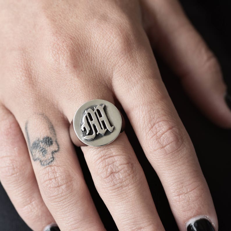 Letter Initial Signet Ring | Silver Letter | Name Ring | Initial Ring ...