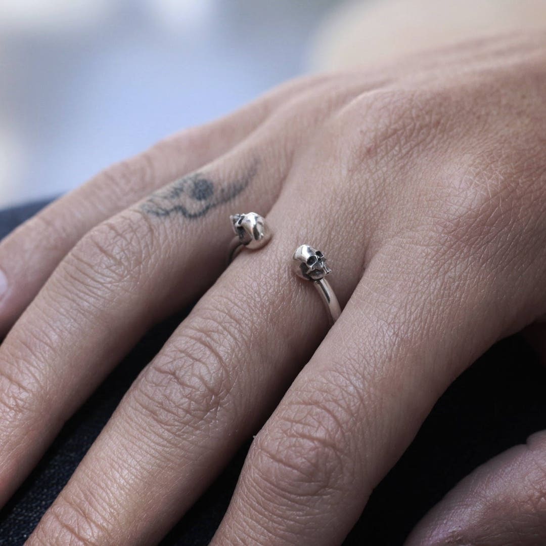 Open Cuff Skull Ring | Silver Skull Ring | Delicate Silver Ring ...