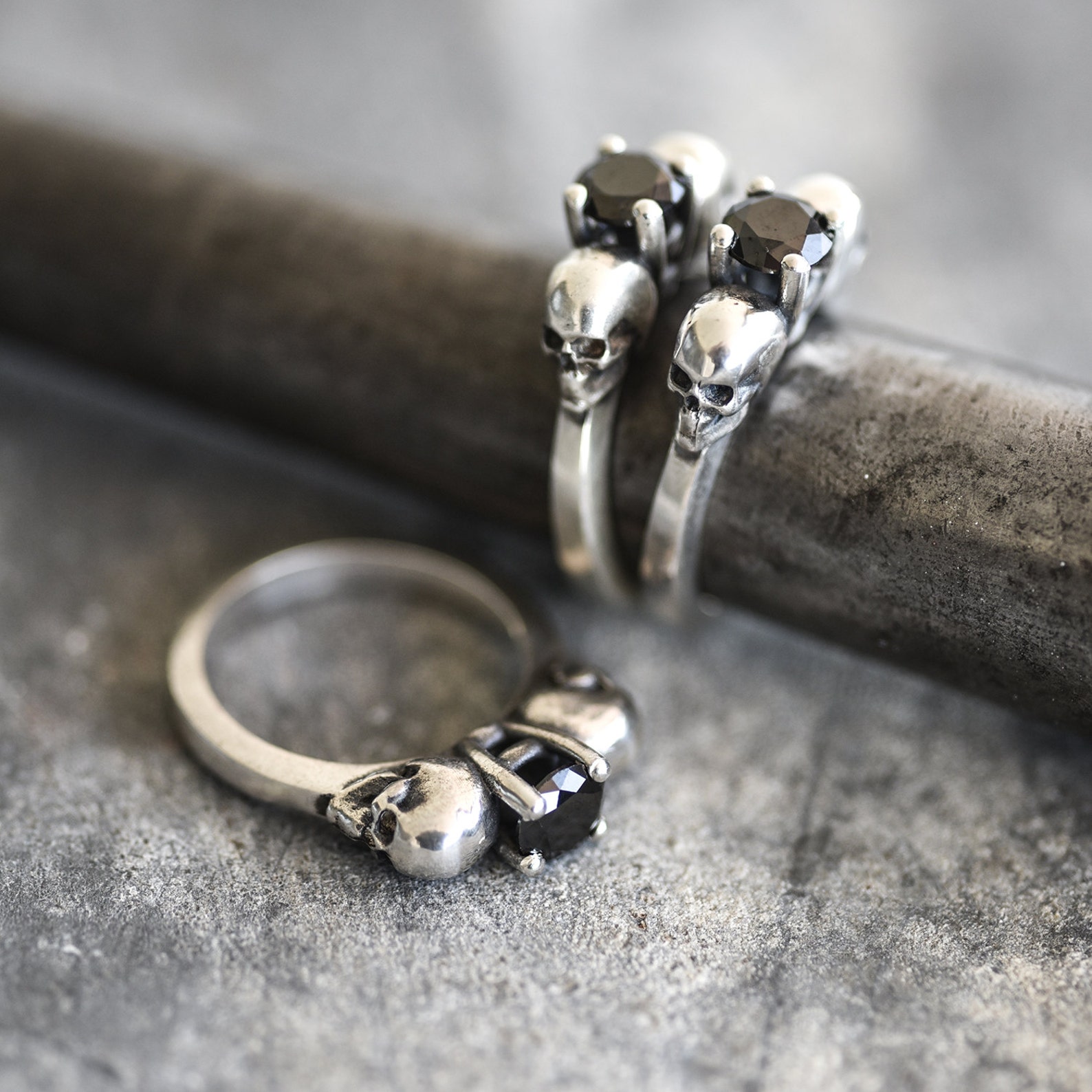 Skull Engagement Ring Skull Ring With Stone Handmade Skull - Etsy