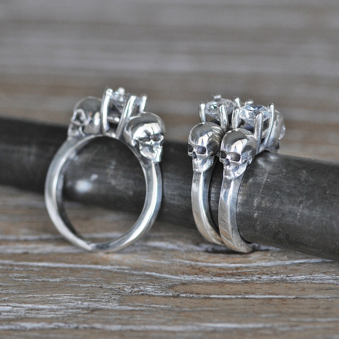 Skull Engagement Ring Skull Ring With Stone Handmade Skull - Etsy