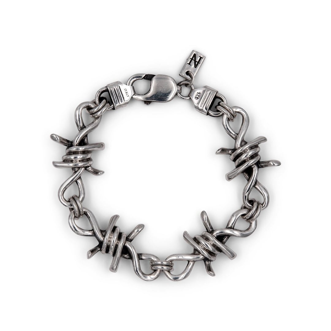 Large Barbed Wire Silver Bracelet Barb Wire Sterling Silver Bracelet - Etsy