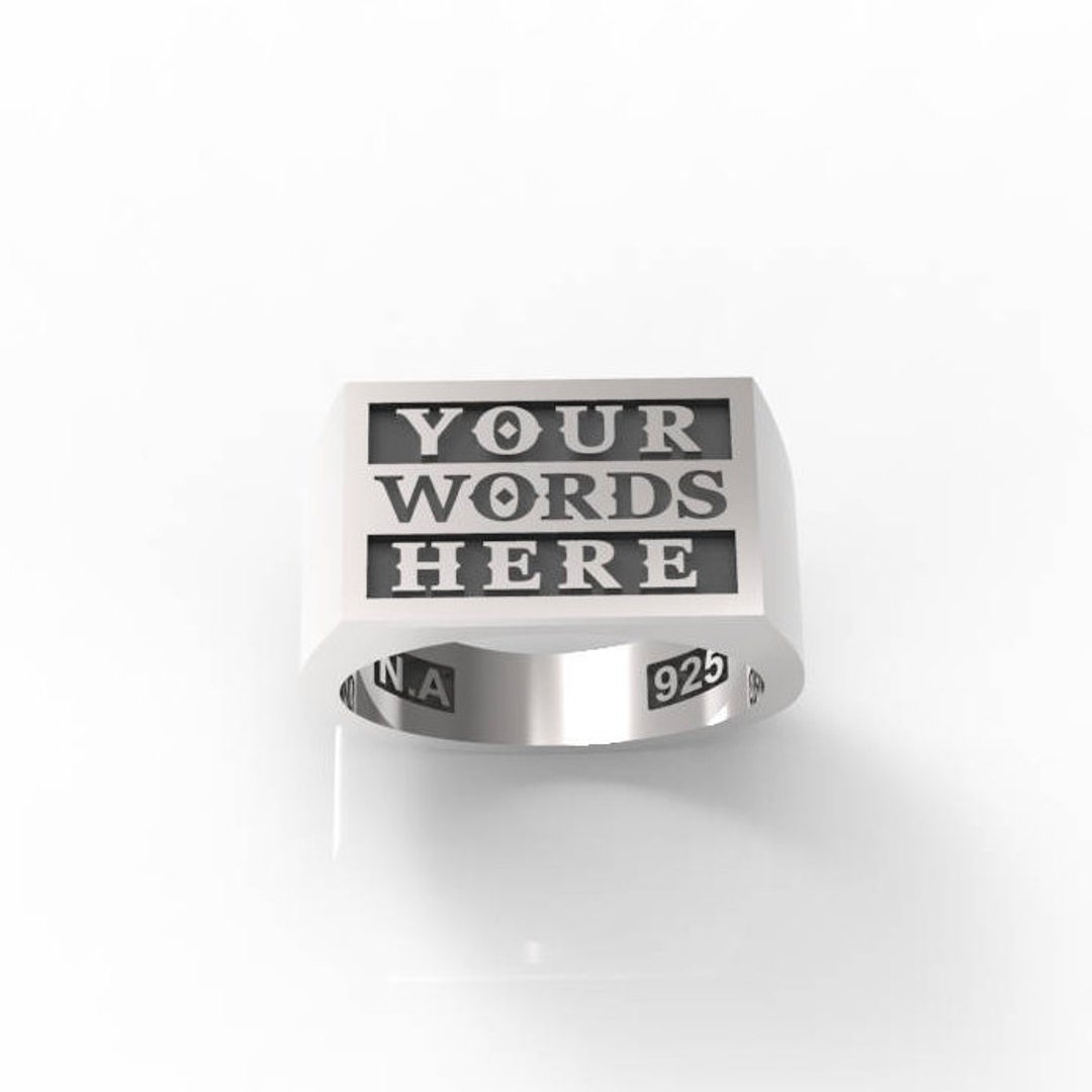 Custom Silver Ring Personalized Silver Ring Personalized Signet Word ...
