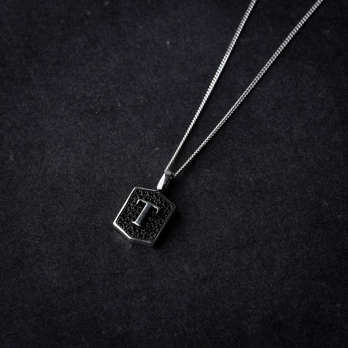 Sterling Silver Letter Necklace Set With Stones Letter - Etsy