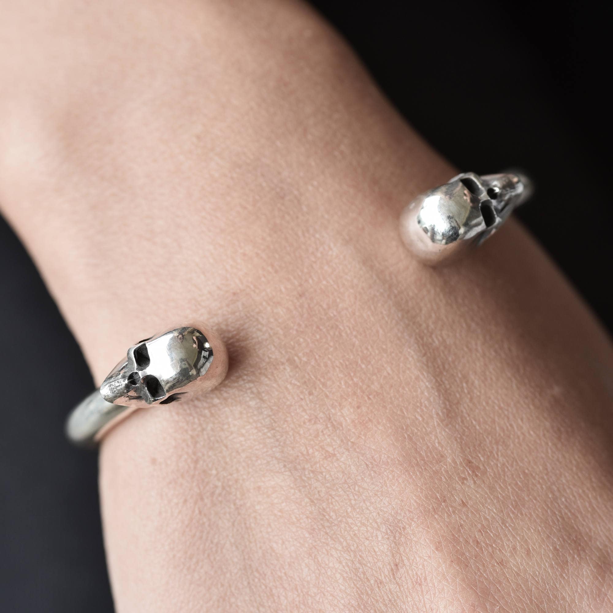 Skull Cuff Bracelet Skull Bracelet Skull Bangle Silver - Etsy