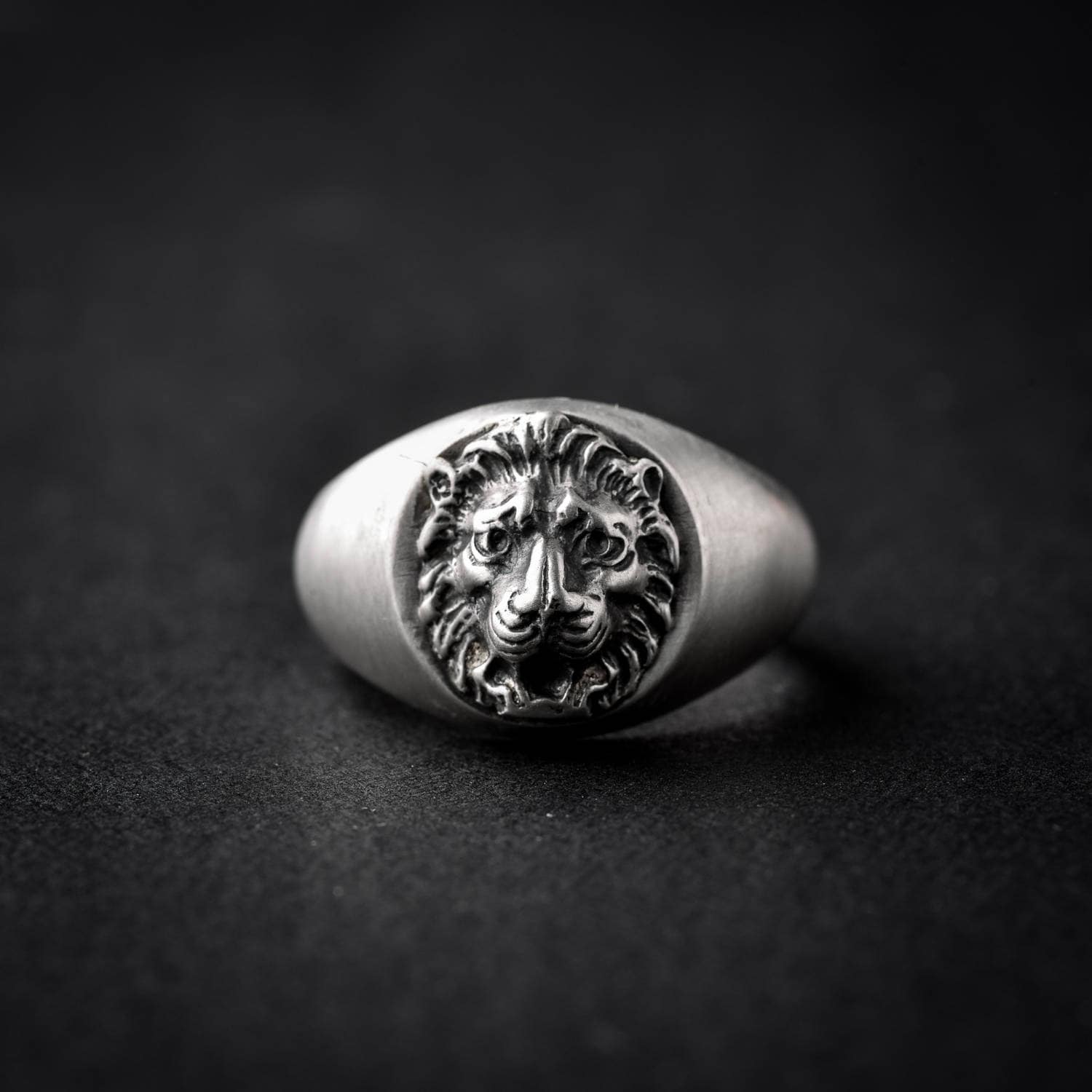 Round Lion Head Signet Ring Silver Lion Sterling Silver | Etsy
