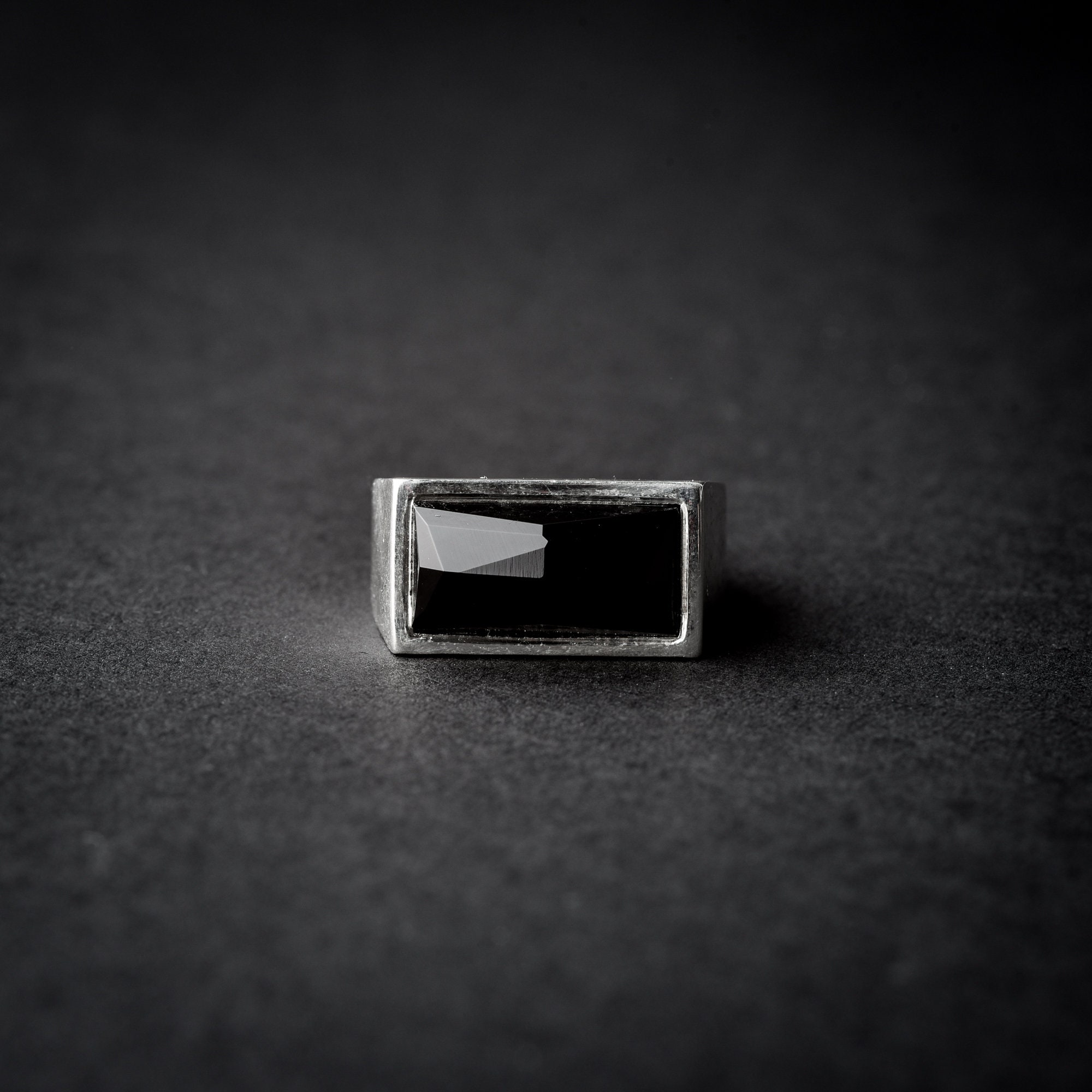 Horizontal Rectangle Onyx Signet Ring Onyx Stone Black - Etsy