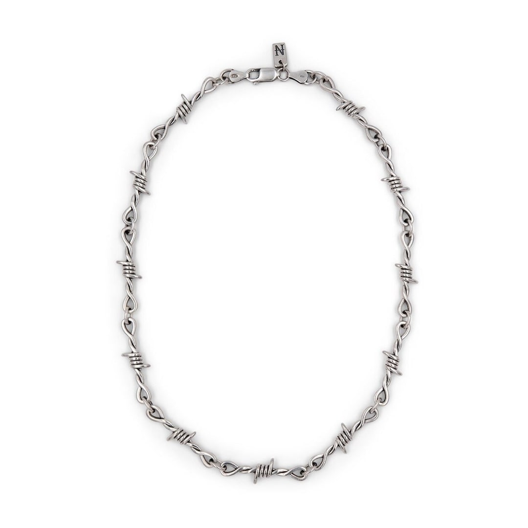 Sterling Silver Barbed Wire Silver Necklace | Barb Wire Necklace ...