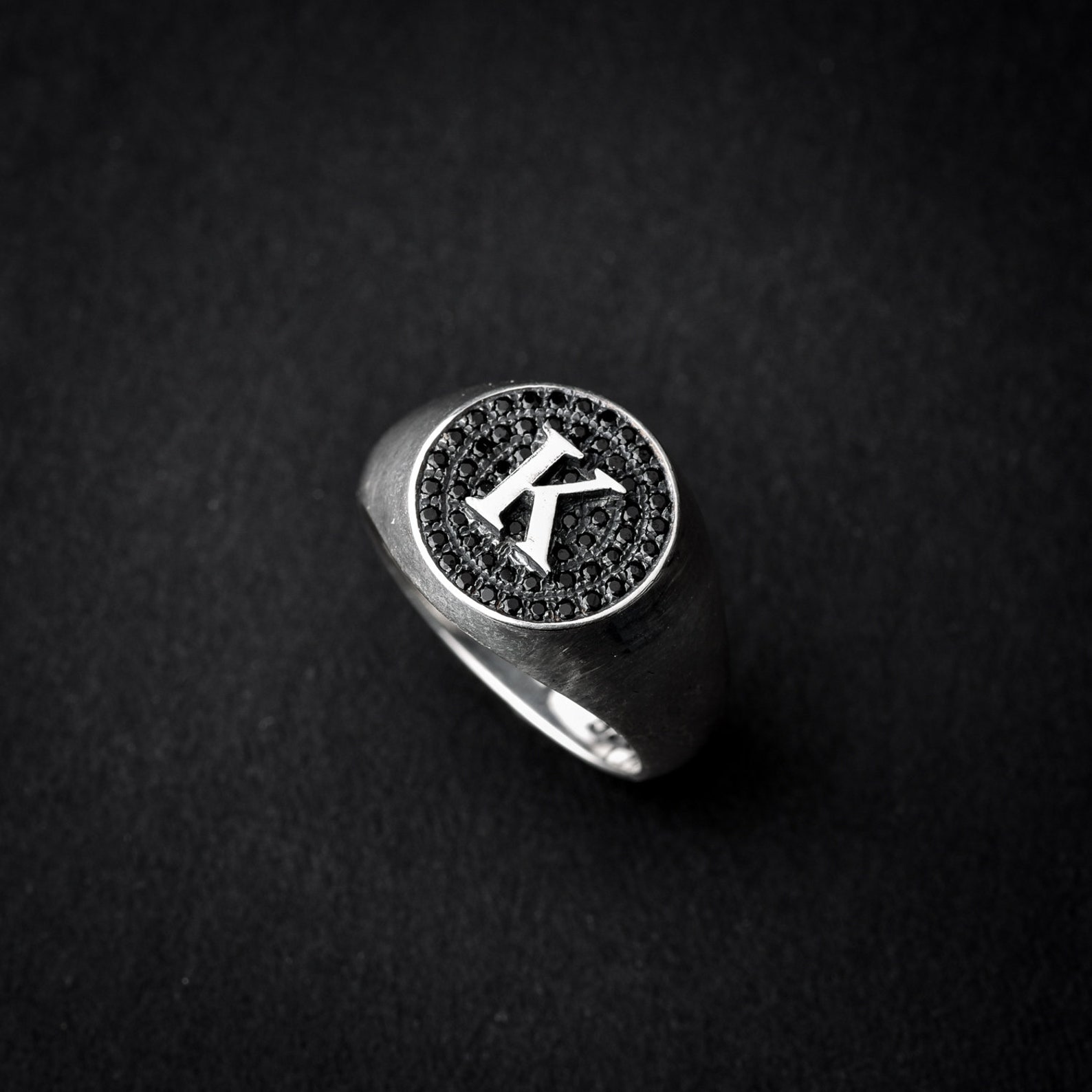 Letter Ring Personalized Signet Ring Name Ring Sterling - Etsy