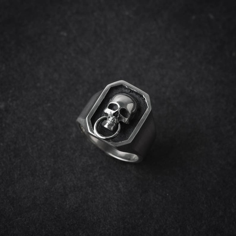 Skull Octagon Stamp Ring | Skull Ring | Skull Stamp Ring | Skull ...