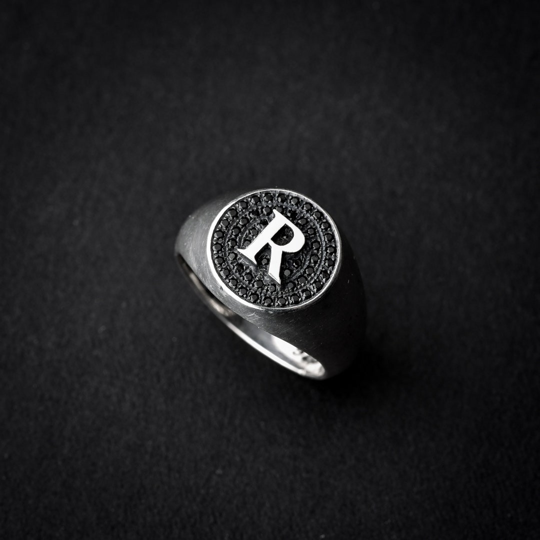 Letter Ring | Personalized Signet Ring | Name Ring | Sterling Silver ...