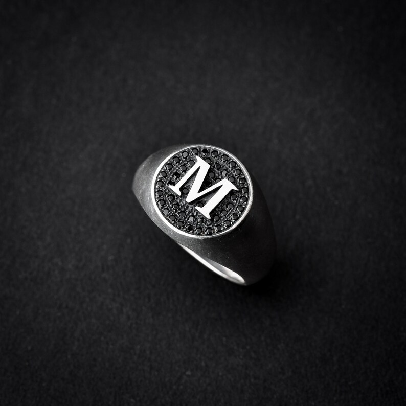 Letter Ring Personalized Signet Ring Name Ring Sterling | Etsy