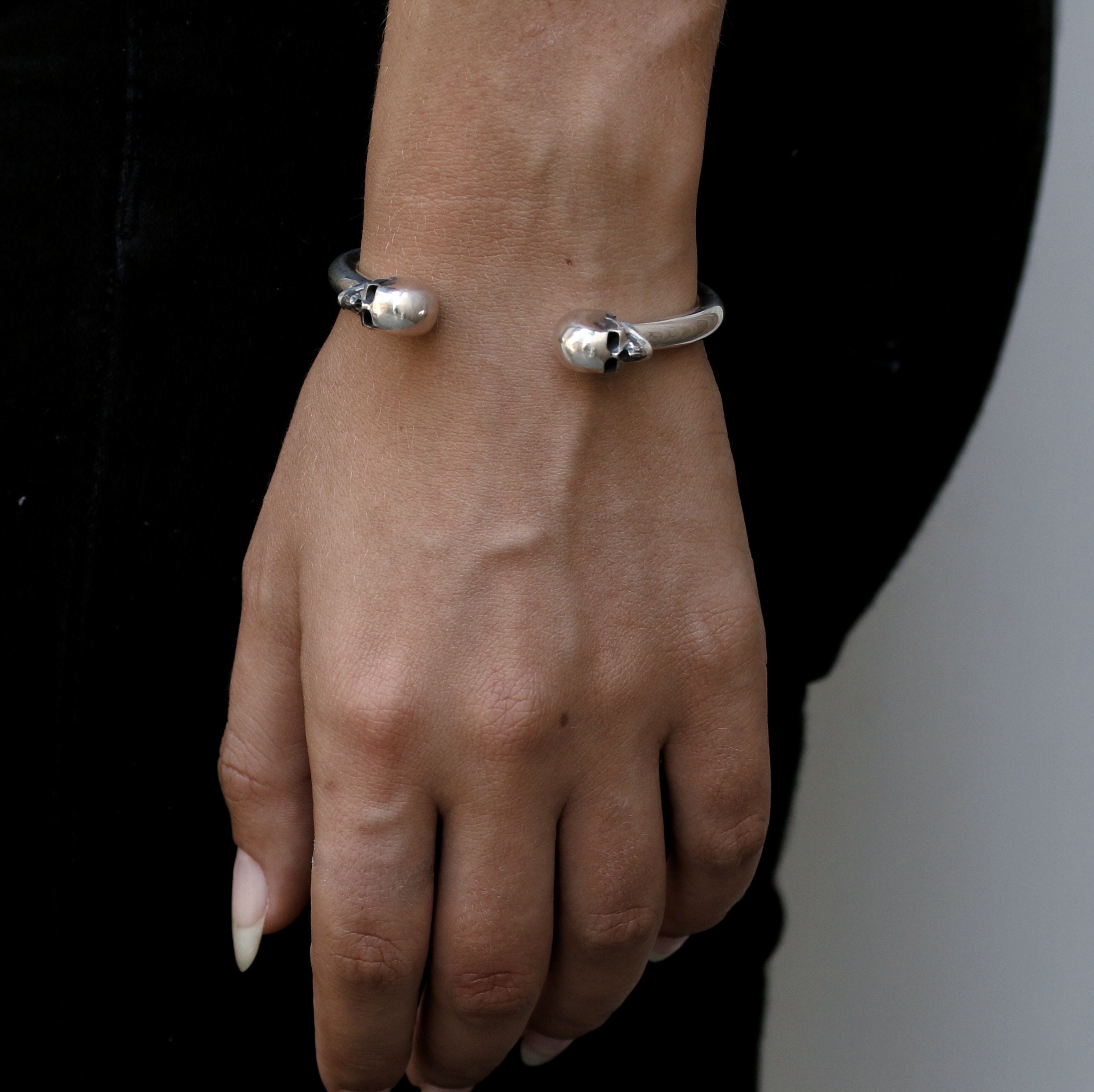 Skull Cuff Bracelet Skull Bracelet Skull Bangle Silver | Etsy