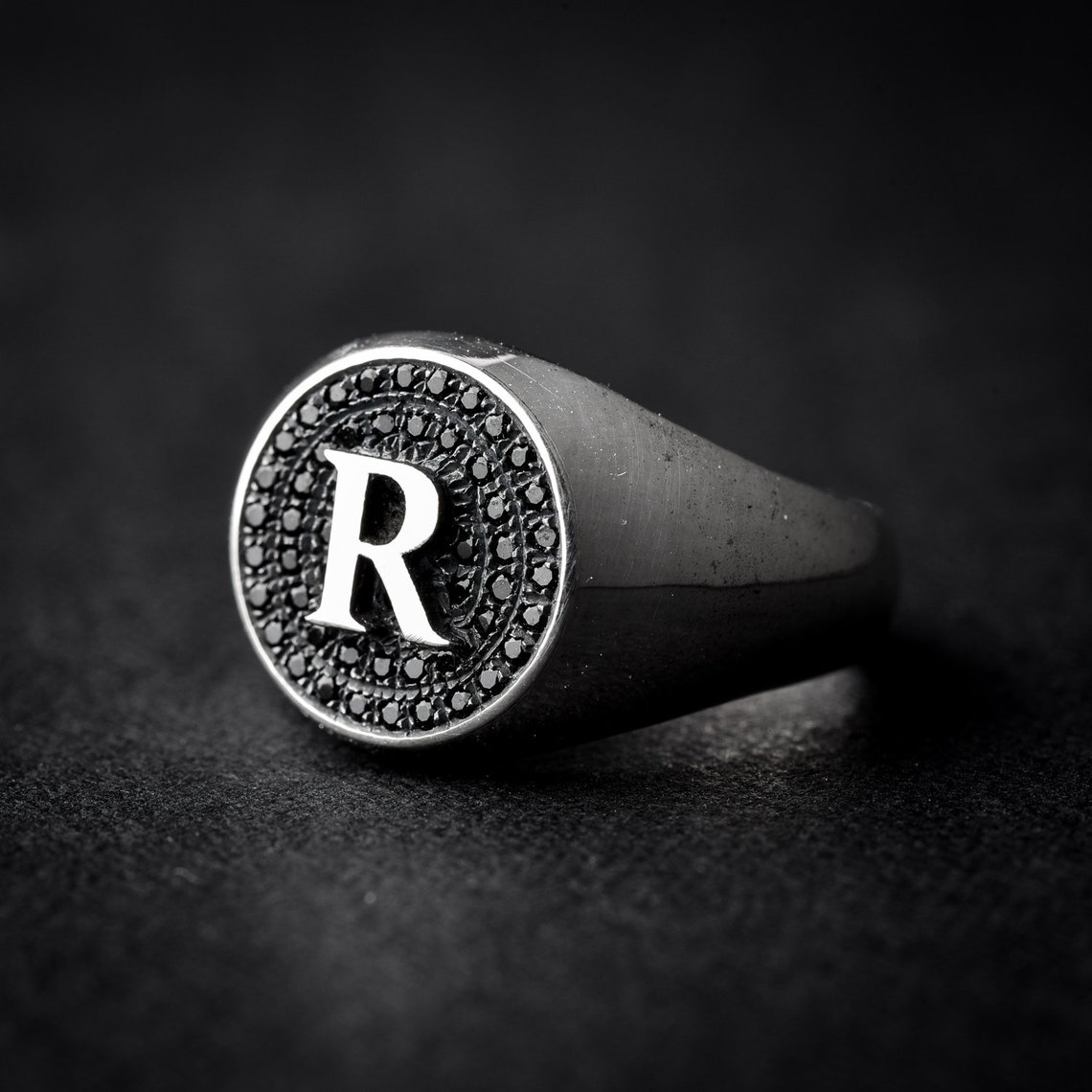 Letter Ring Personalized Signet Ring Name Ring Sterling - Etsy