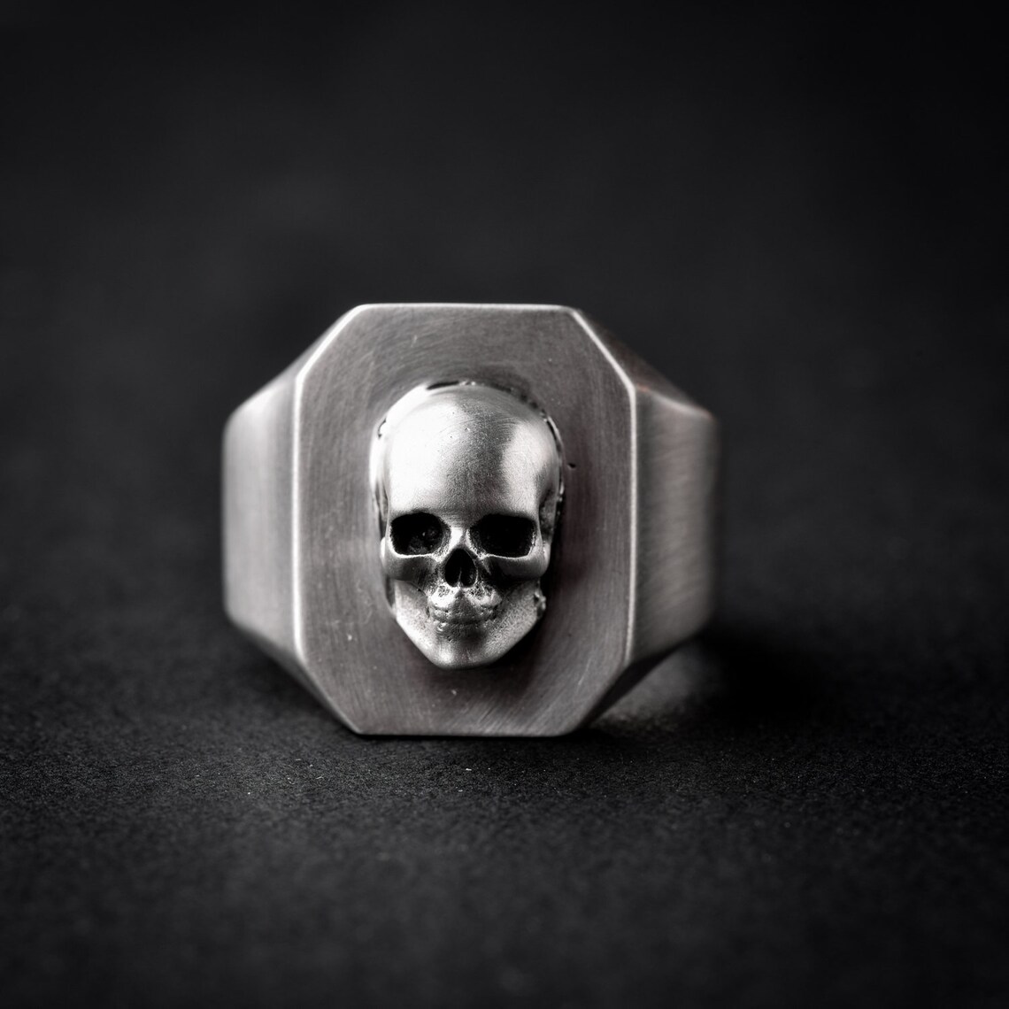 Skull Signet Ring silver skeleton ring 3D skull silver | Etsy
