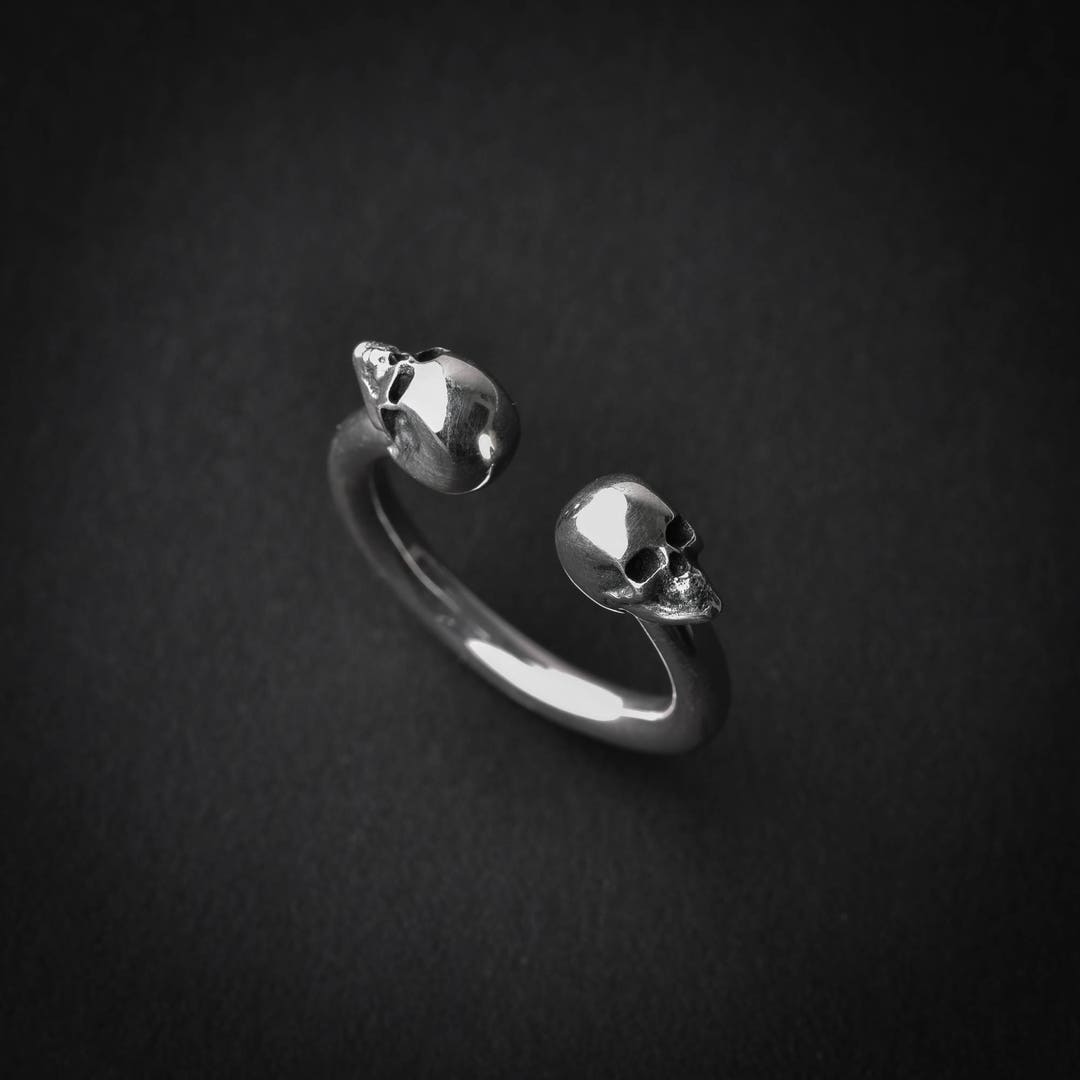 Open Cuff Skull Ring | Skeleton Ring | Cuff Silver Ring | Stacking ...