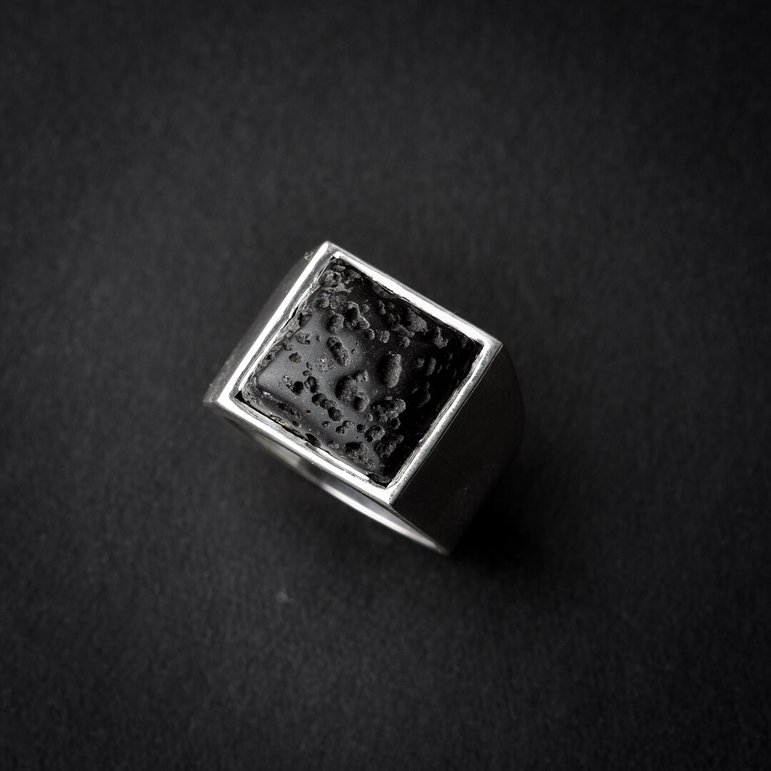 Large Square Lava Signet Ring - Etsy