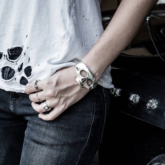 Skull Cuff Bracelet Massive Skull Bracelet Heavy Skull | Etsy